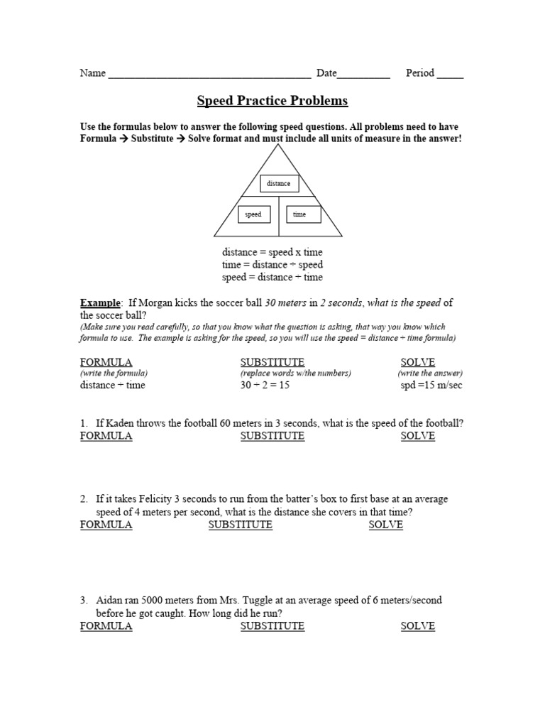 Speed Practice Problems | Download Free PDF | Speed | Metre
