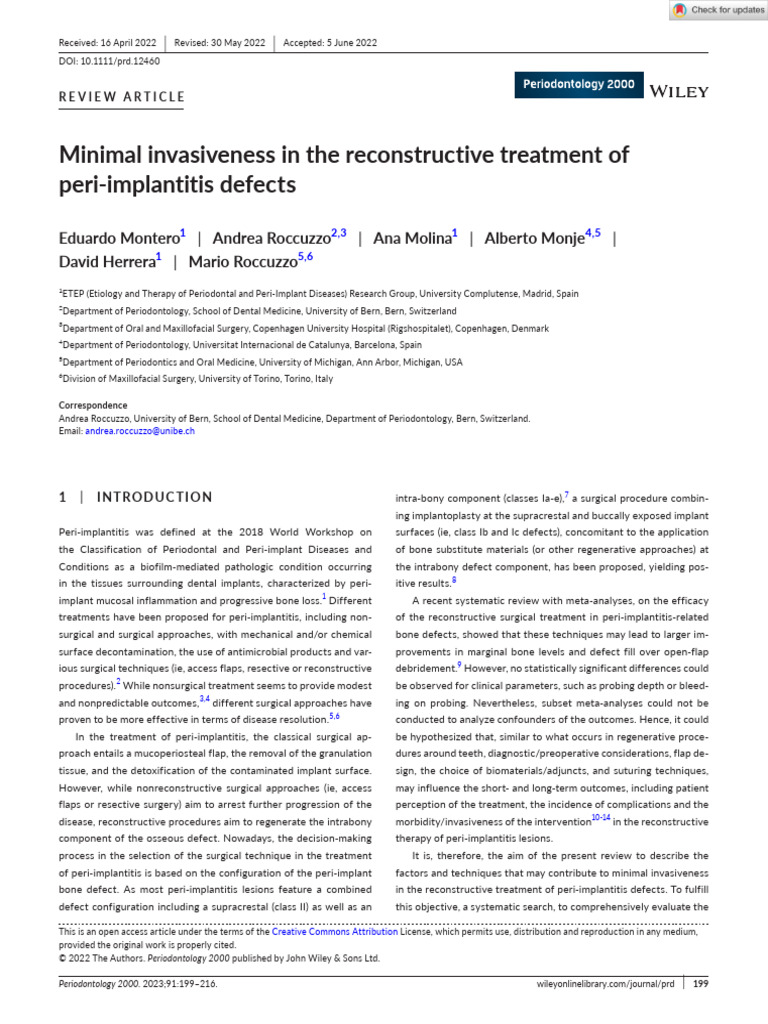 Minimal Invasiveness in The Reconstructive Treatment of Peri ...