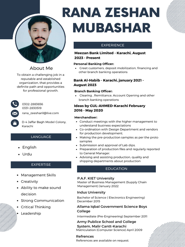Blue Professional Modern CV Resume | PDF | Banks