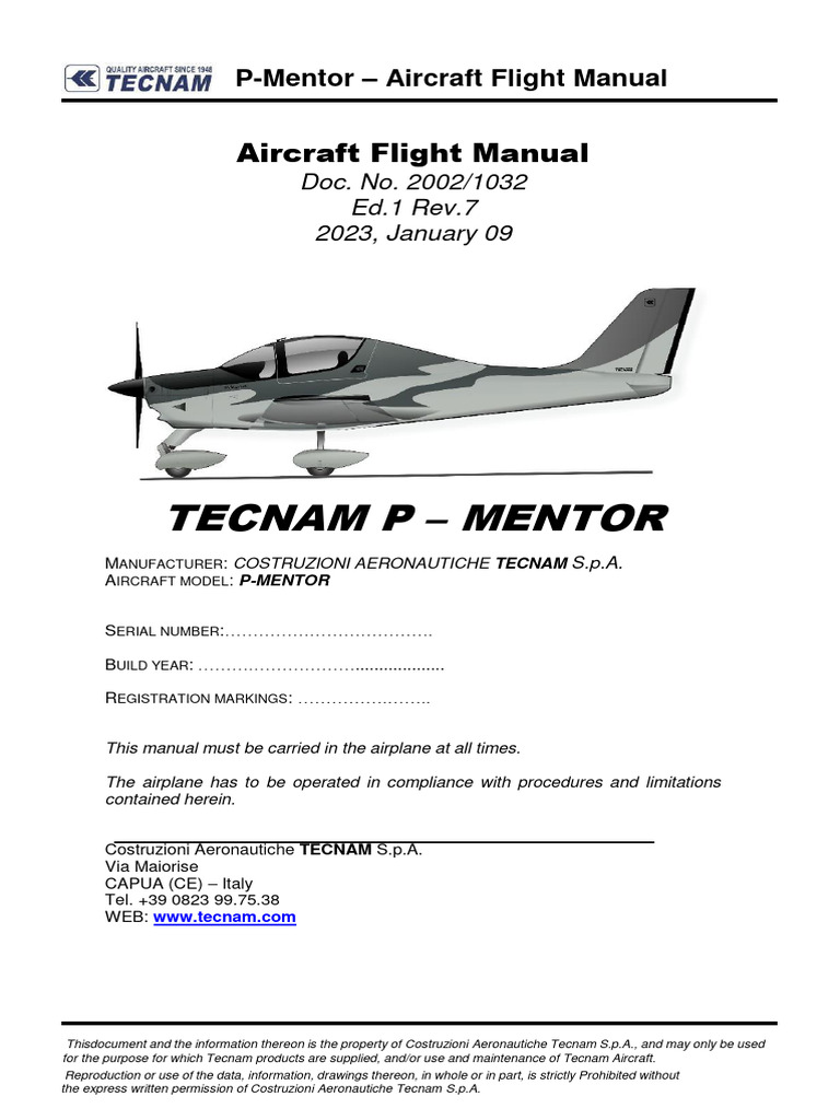 P-Mentor Aircraft Flight Manual | PDF | Airspeed | Atmospheric Pressure