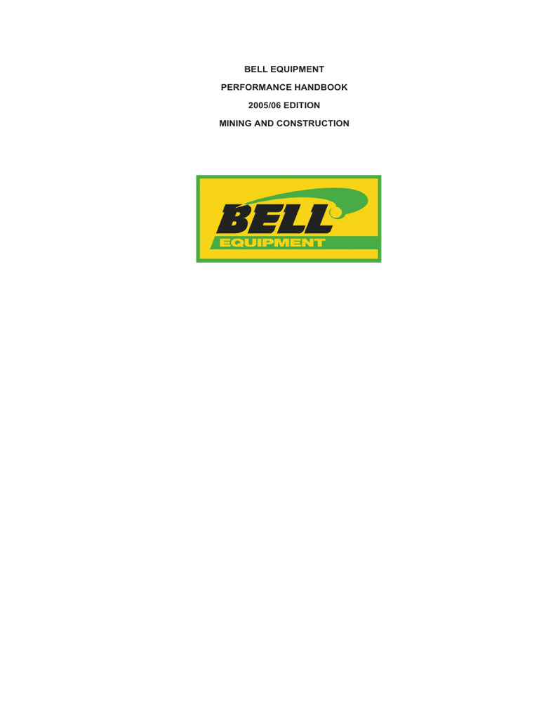 Performance Handbook Bell Equipment | PDF | Loader (Equipment) | Equipment