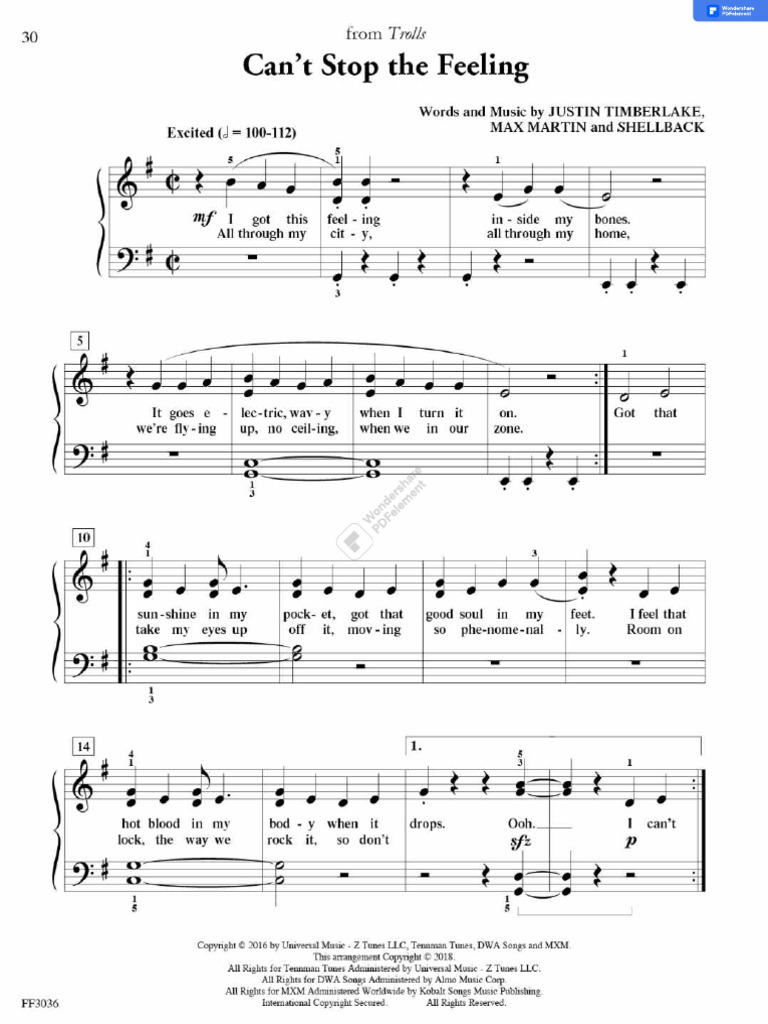 Can't Stop The Feeling | PDF