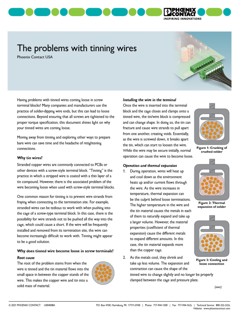 Tinned Wires: Causes of Loose Connections | PDF | Wire | Industrial ...