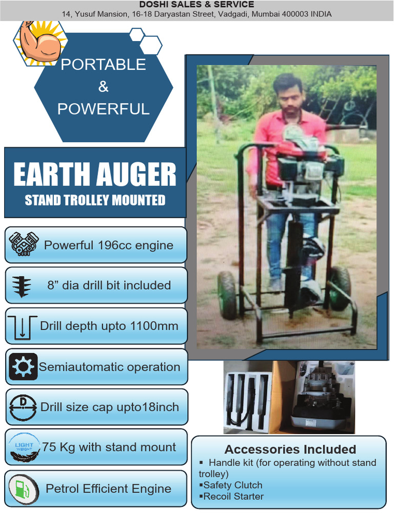 Earth Auger Stand Trolley Mounted 196cc Petrol | PDF