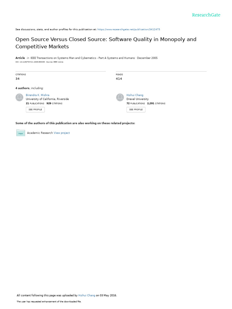 Open Source Versus Closed Source Software Quality | PDF | Open Source | Proprietary Software