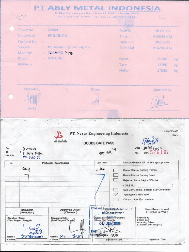 (Scrap & Sampah) - PT. Nexus Engineering Indonesia | PDF