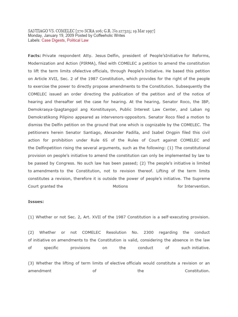 Case digest Constitution | PDF | Initiative | Public Law