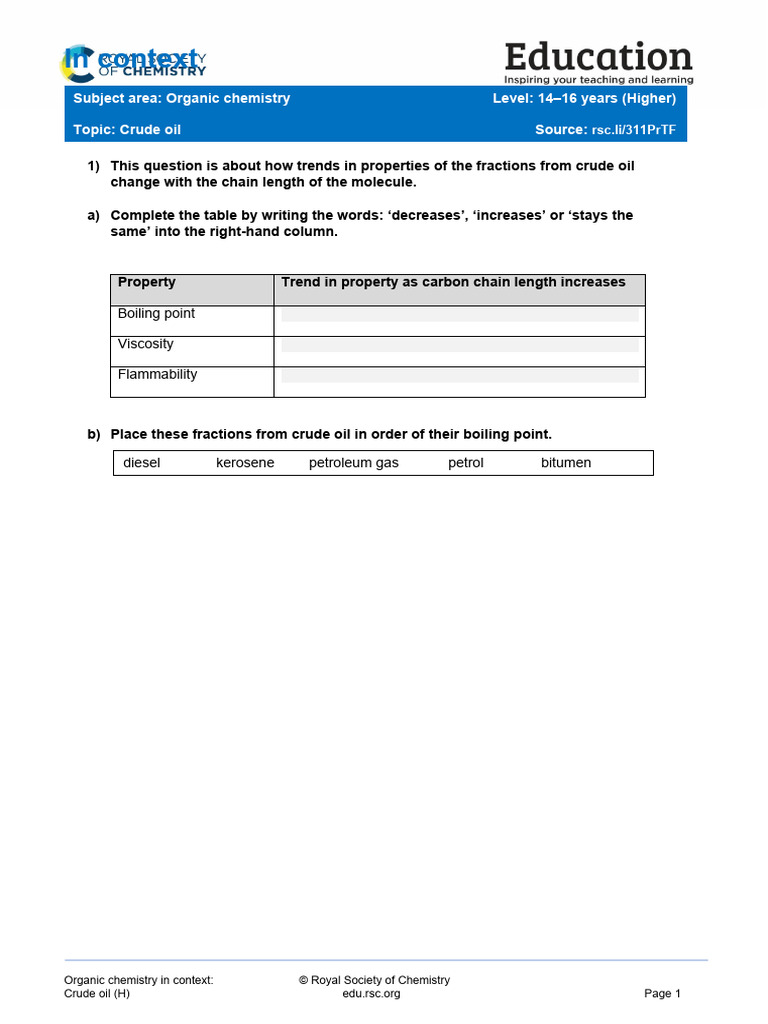 Organic Chemistry Worksheet 2 Pdf Alkane Chemistry 3760