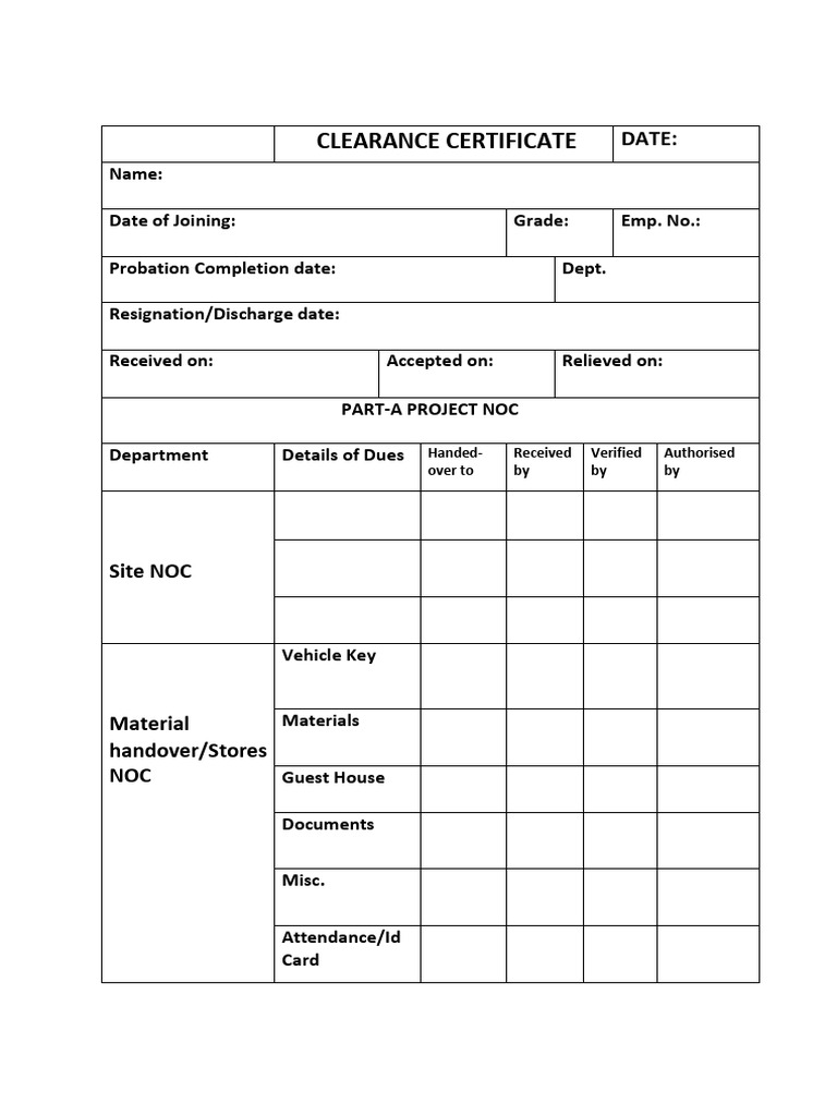 Clearance Certificate Template | PDF | Technology & Engineering