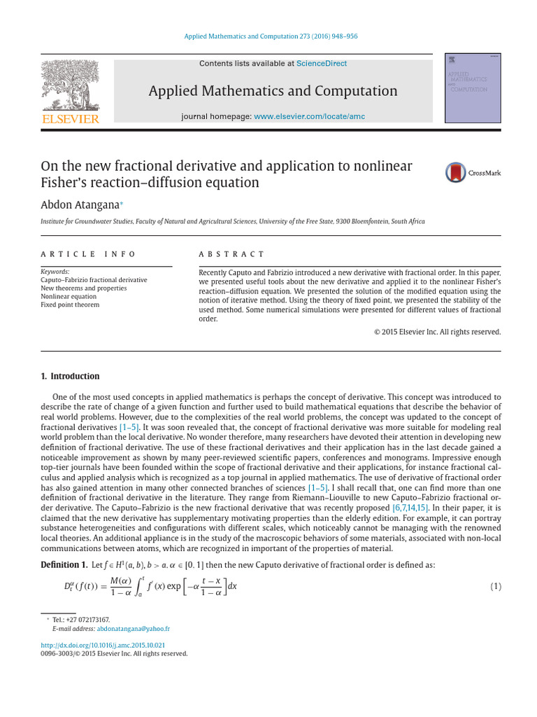 Applied Mathematics and Computation: Abdon Atangana | Download Free PDF | Mathematics ...