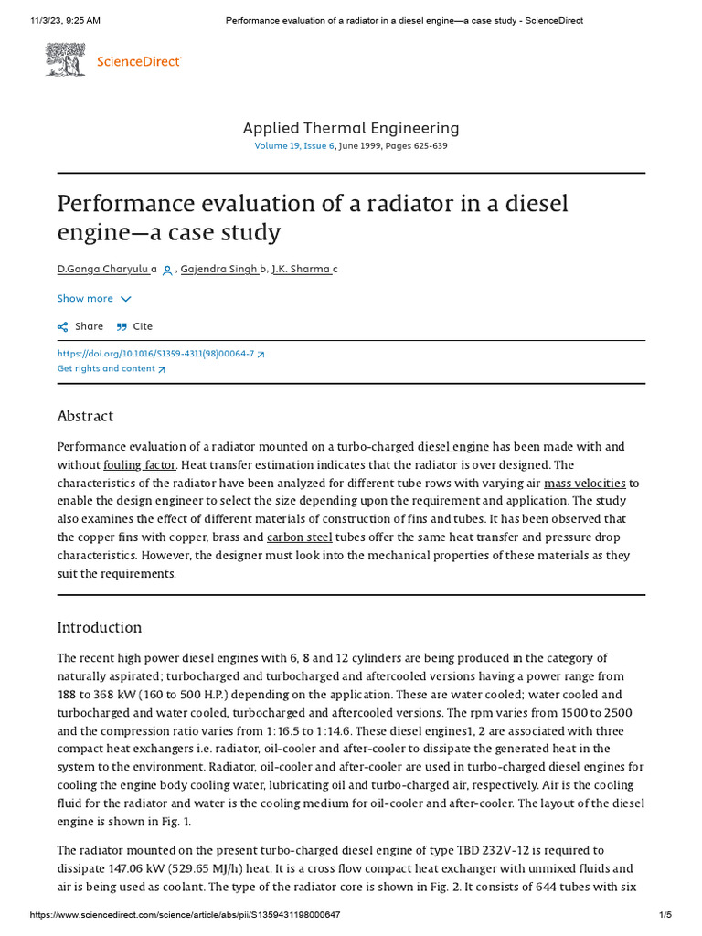Performance Evaluation of A Radiator | PDF | Radiator | Heat Transfer