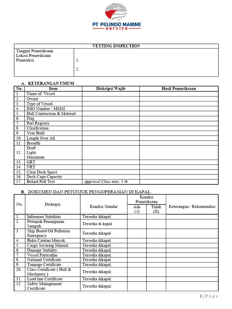 Vetting Inspection | PDF | Tonnage | Naval Architecture