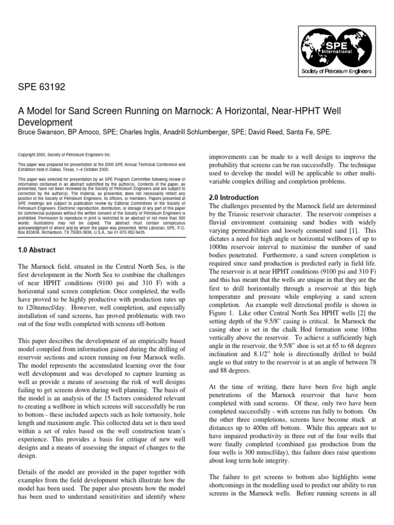 A Model For Sand Screen | PDF | Risk | Forecasting