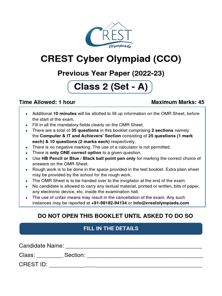 CCO Previous Year For Class 2 | PDF | Computer Keyboard | Input/Output
