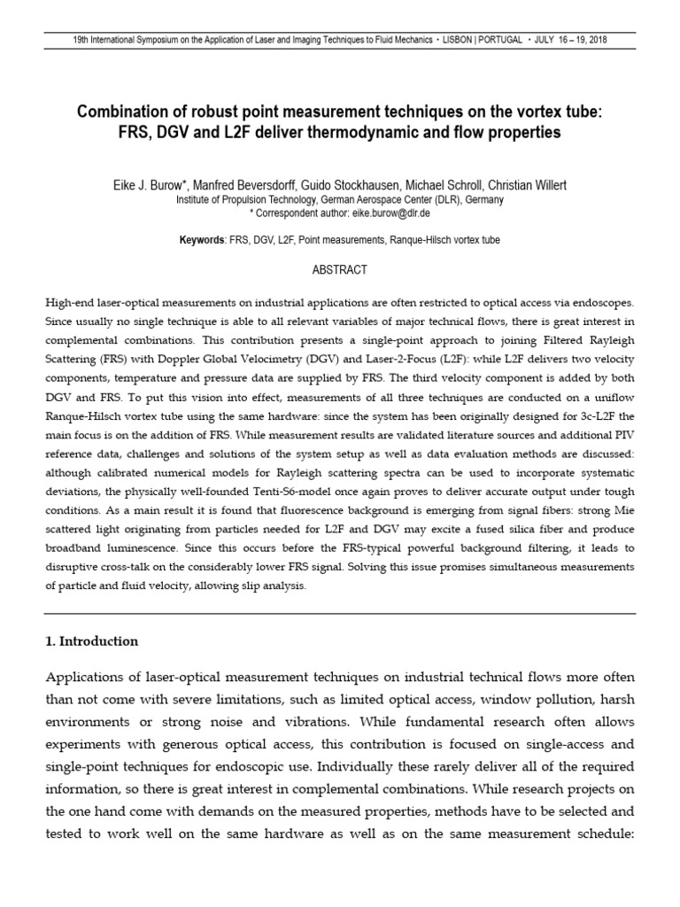 Combination of Robust Point Measurement Techniques On The Vortex Tube | PDF | Absorption ...
