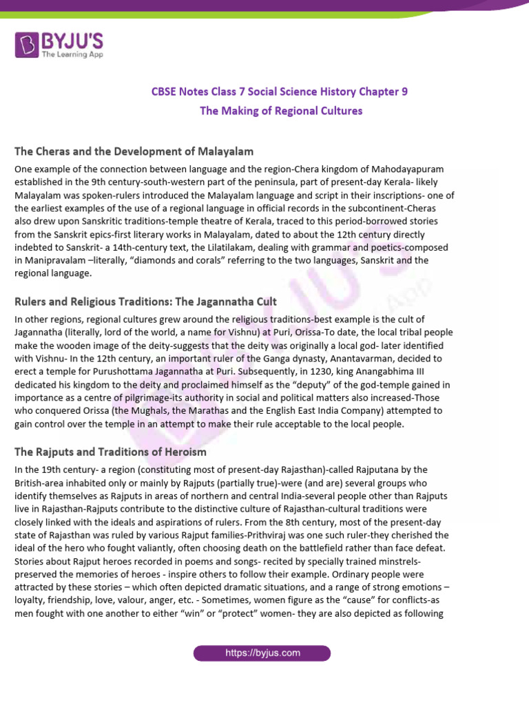 CBSE Notes Class 7 Social Science History Chapter 9 The Making of ...