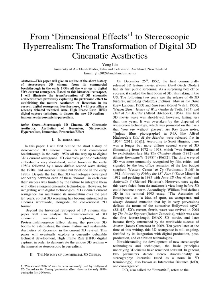 From ‘Dimensional Effects’ | PDF | 3 D Film | Realism (Arts)