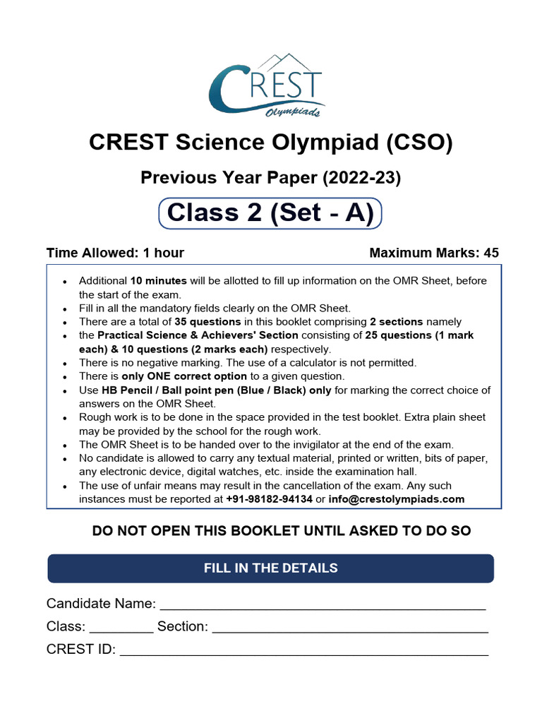 CSO Previous Year For Class 2 | PDF