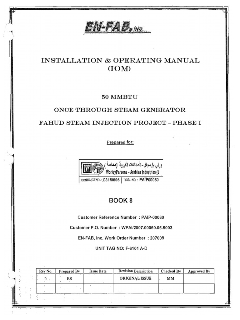 Vol 8 INSTALLATION & OPERATING MANUAL (IOM) 50 MMBTU - BOOK No 8 | PDF