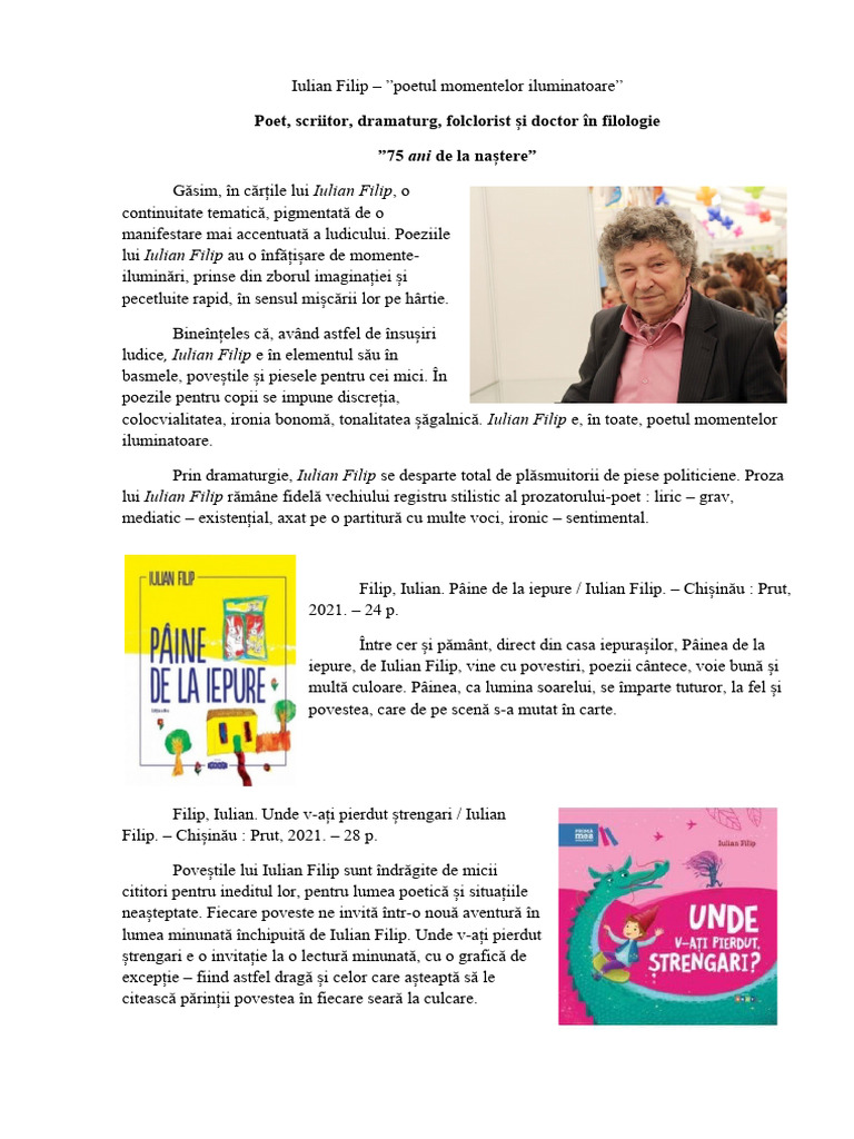 Iulian Filip Poetul Momentelor Iluminatoare | PDF