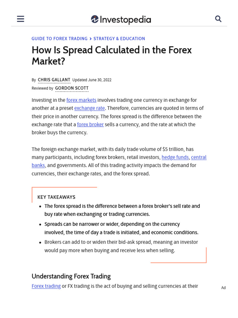 Understanding Forex Spread Calculation | PDF | Foreign Exchange Market ...