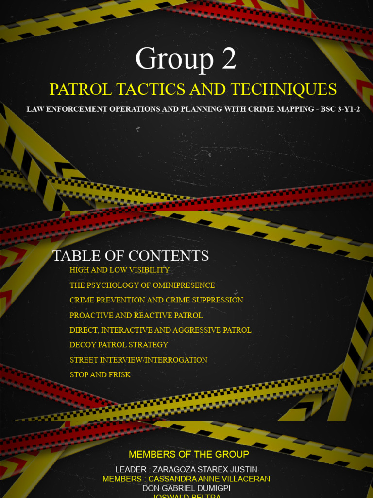 Group 2 Patrol Tactics and Techniques | PDF | Police | Covert Operation