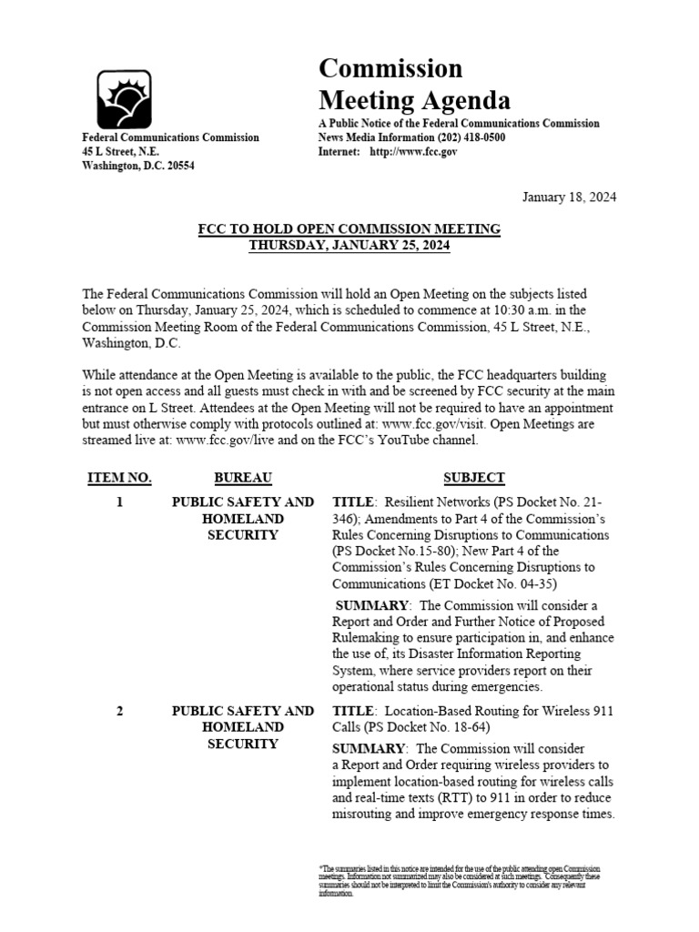 Commission Meeting Agenda | PDF