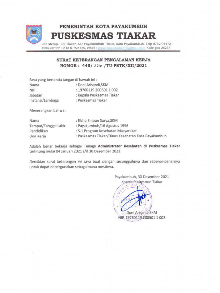 Pengalaman Kerja 2021 | PDF