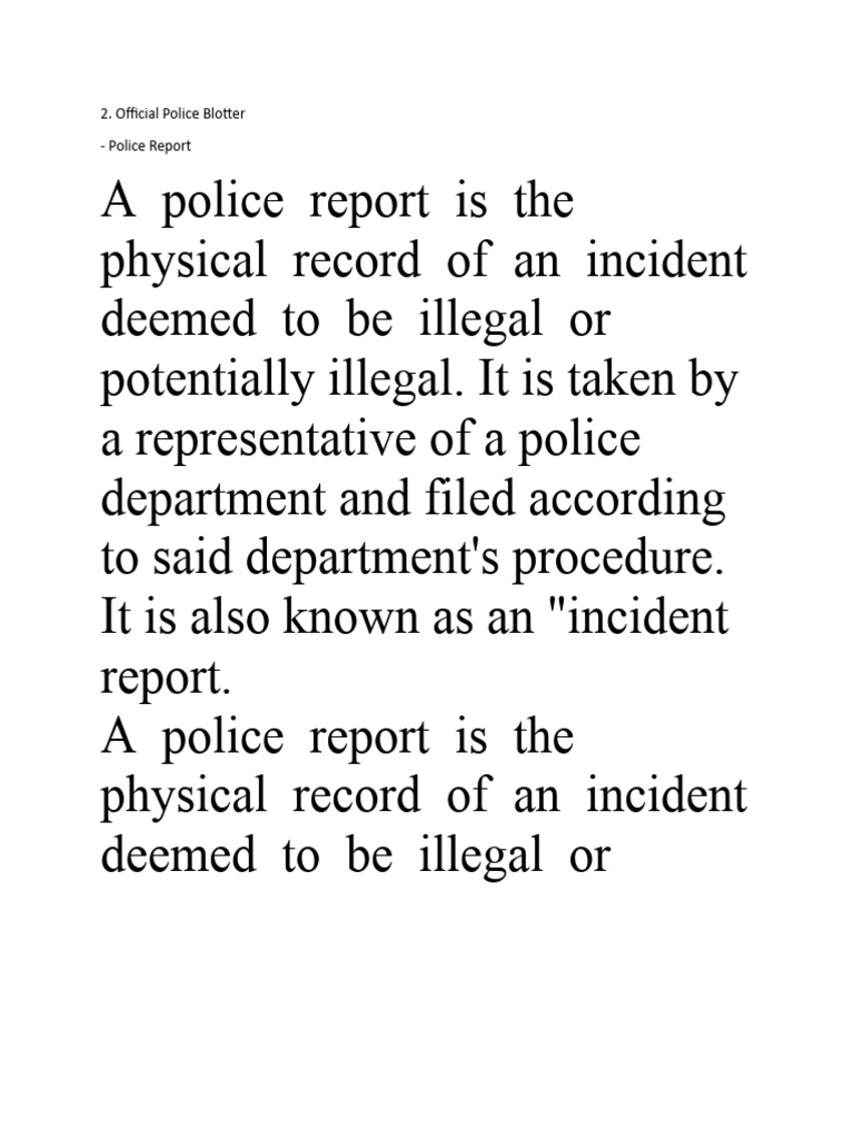 Official Police Blotter - Police Report | PDF | Police | Complaint