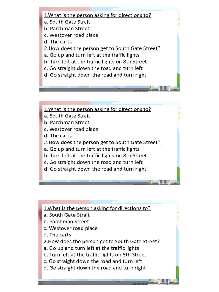 Directions Worksheet | PDF