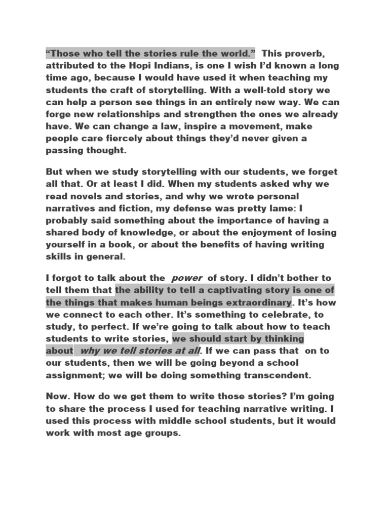 A Step-by-Step Plan For Teaching Narrative Writing - Jennifer Ganzalez ...