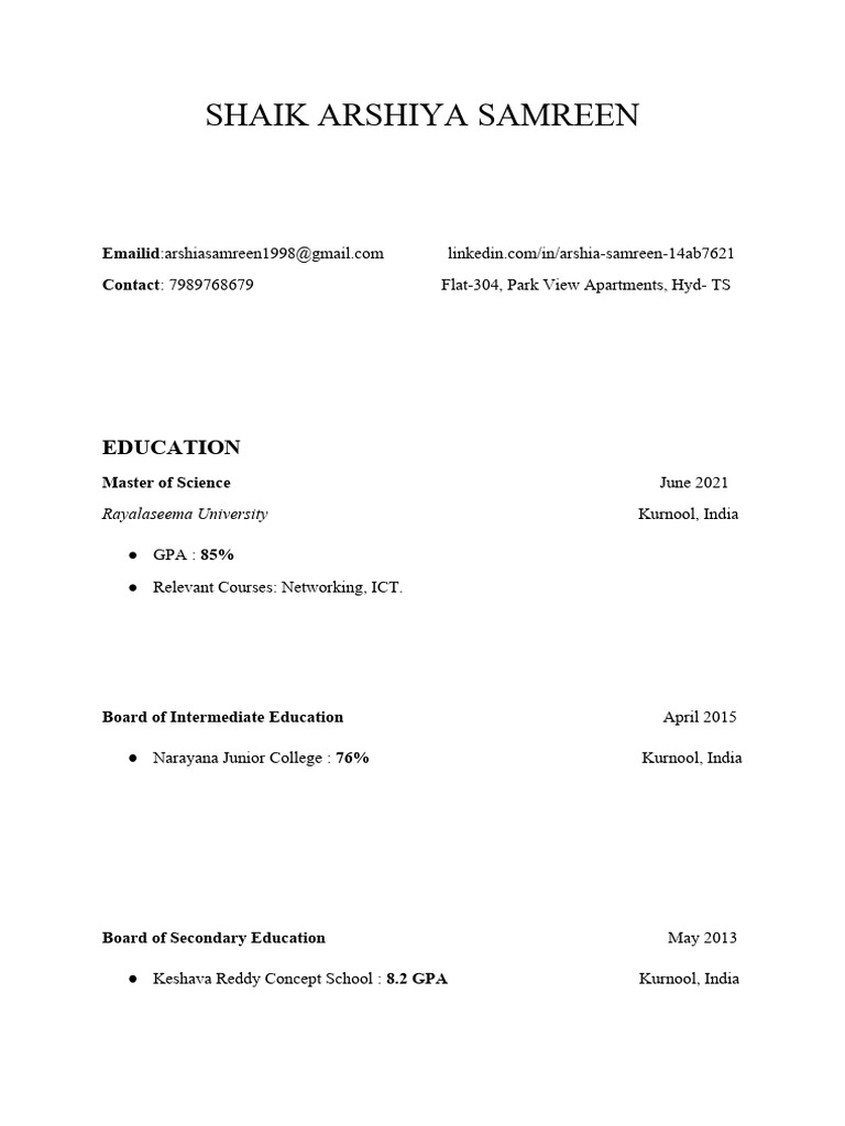 Samreen CV | PDF