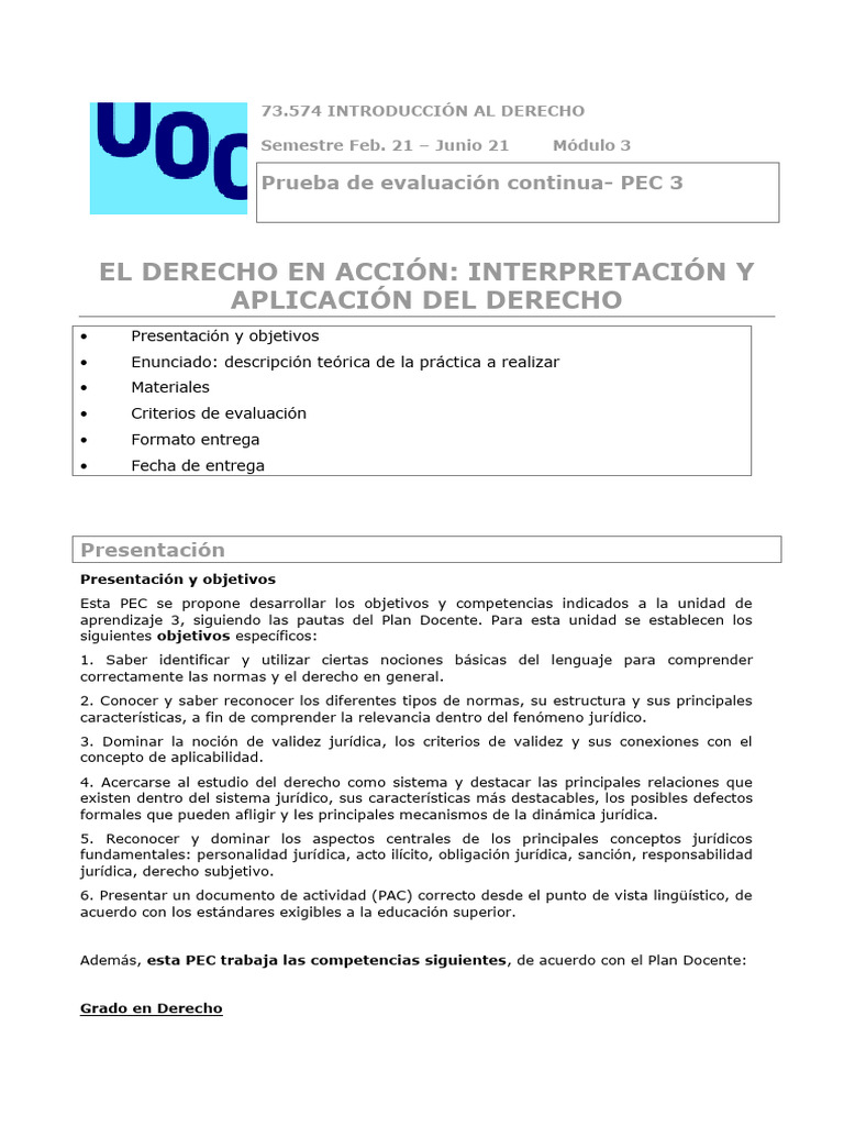 Fundamentos de Derecho Solución Pec 3 | PDF | Juez