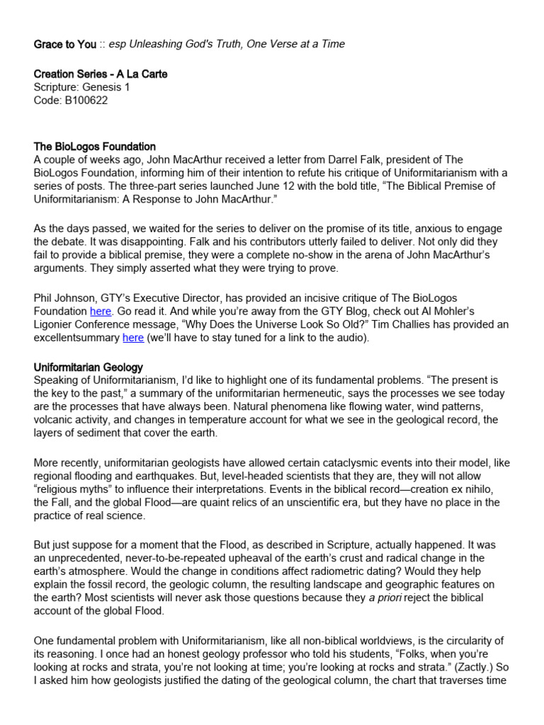 Creation Series A La Carte Jan 18 2024 | PDF | Genesis Creation ...