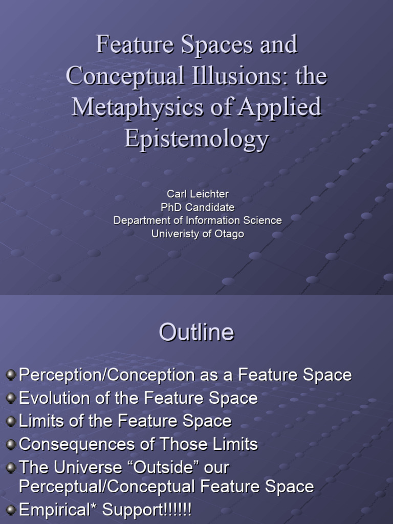 Feature Spaces and The Metaphysics of Applied Epistemology Short 1 | PDF | Physical Cosmology ...