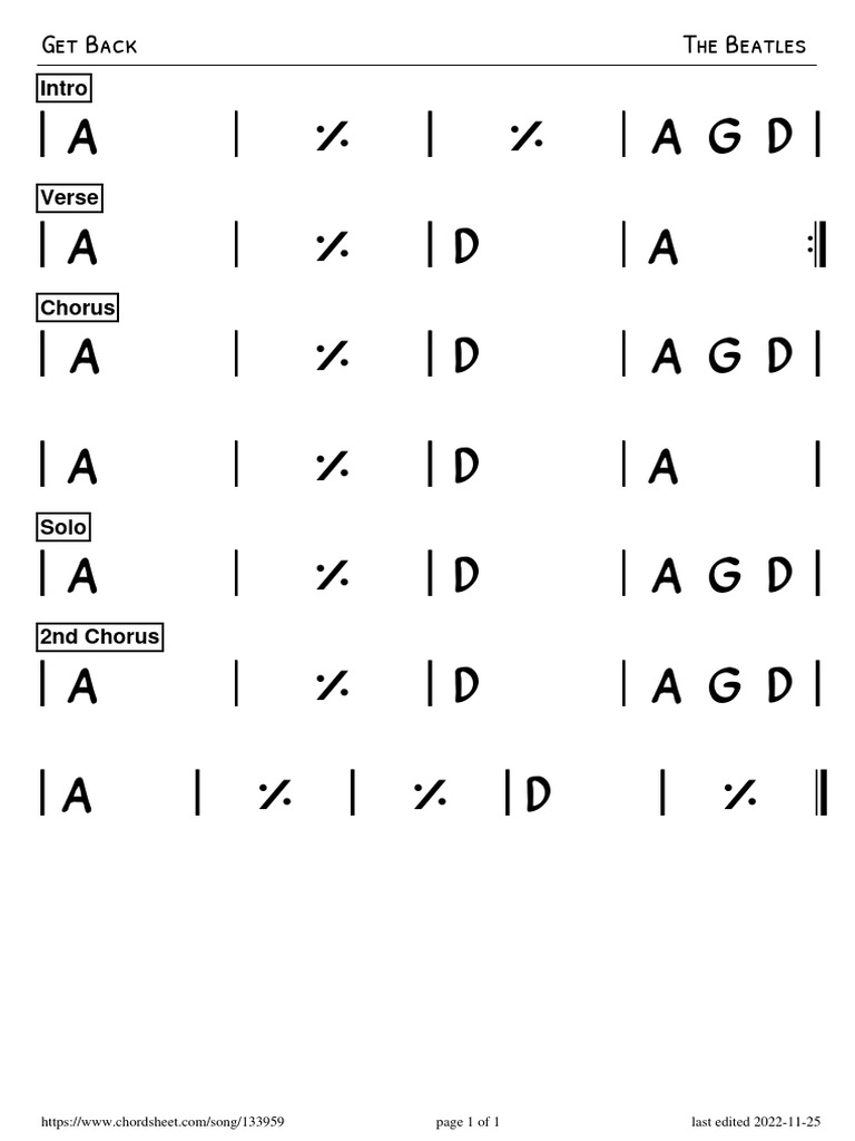 Get Back Guitar Chart | PDF