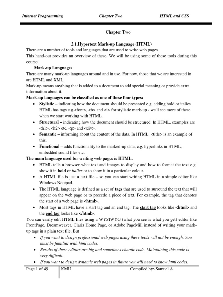 Chapter 2 Web Programming Best | PDF | Html Element | Hyperlink