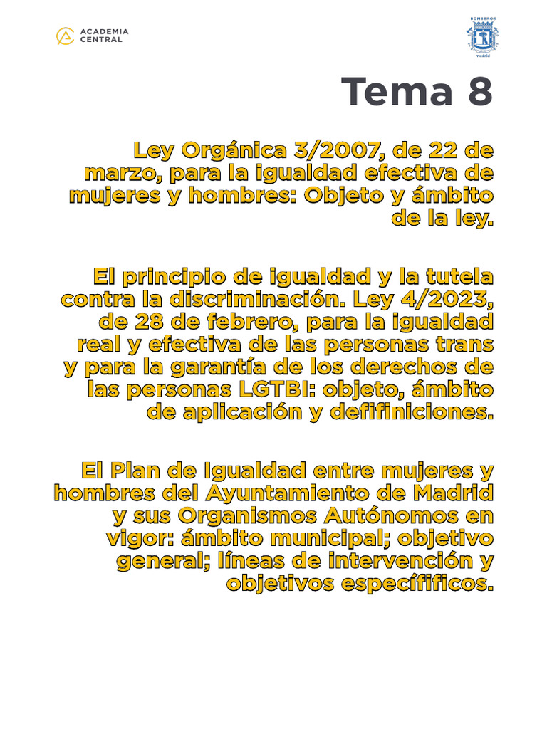 TEMA 8 Iguadad - LGTBI - (III) Plan Igualdad Ayto de Madrid. | PDF | Acoso sexual | Estudios de ...