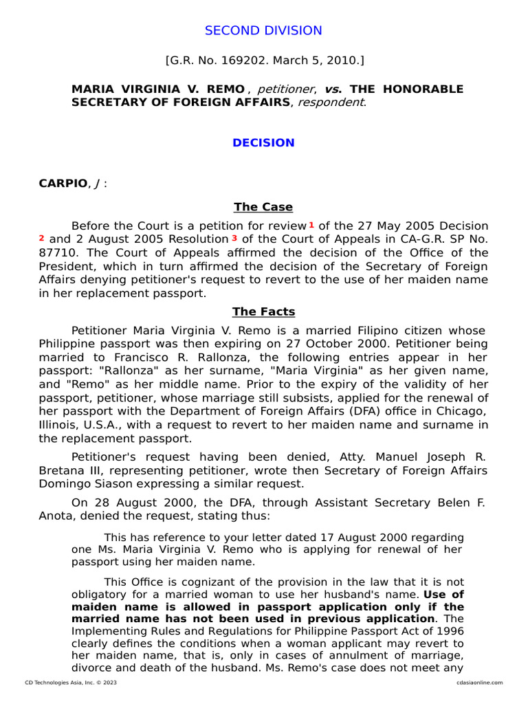 Remo v. Secretary of Foreign Affairs | PDF | Annulment | Marriage