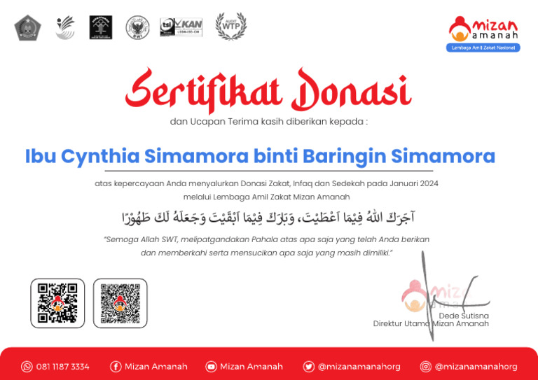 Sertifikat Donasi | PDF