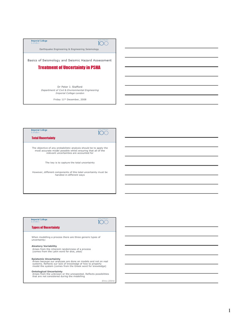 Lecture 6 - Uncertainty - ICL - Earthquake Engineering | PDF | Uncertainty | Logic