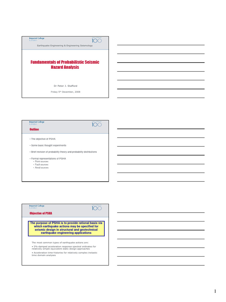 Lecture 5 - PSHA Fundamentals - Earthquake Engineerung - ICL | PDF | Probability Distribution ...