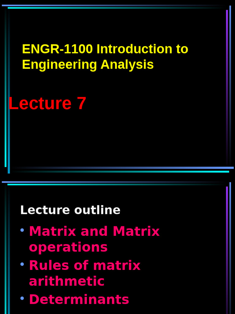Lecture 7 | PDF | Matrix (Mathematics) | Determinant Lecture 7 | PDF | Matrix (Mathematics) | Determinant