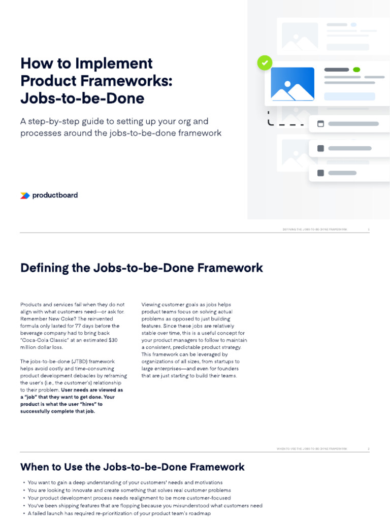 Jobs To Be Done Product Framework Guide | PDF