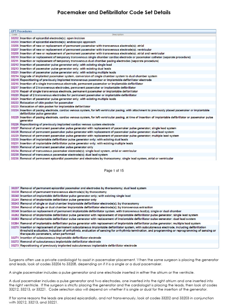 Coding For Pacemakers and Defibrillators | PDF