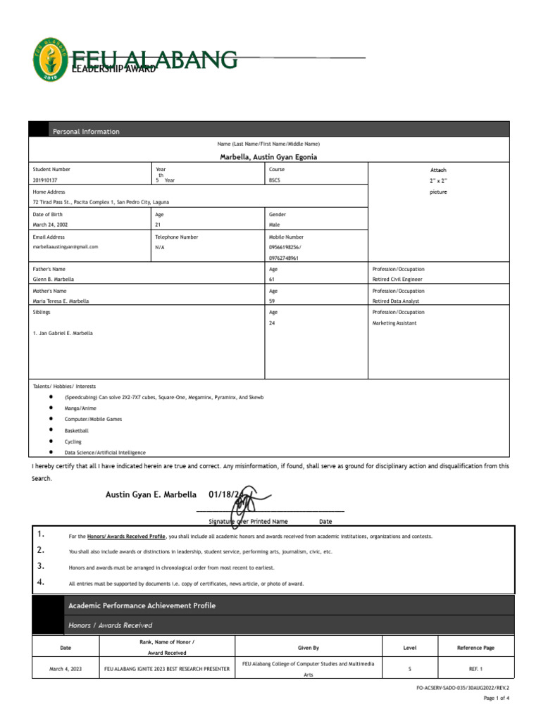 FEUA LA Application Forms | PDF | Computing