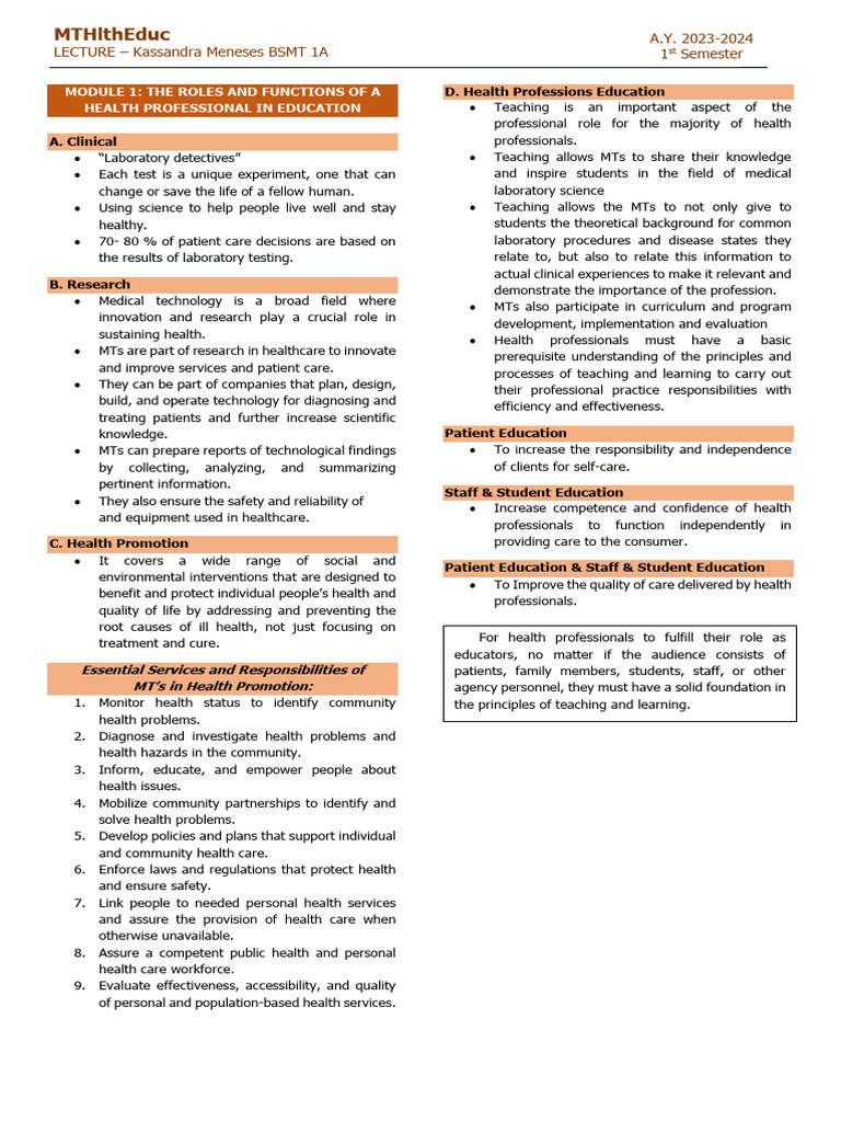 MedTech - Health Educ | Download Free PDF | Health Care | Patient
