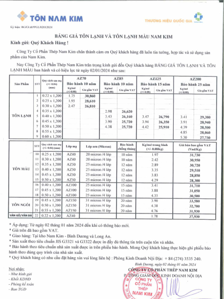 BG - Tôn L NH +màu - 02.01.2024 | PDF