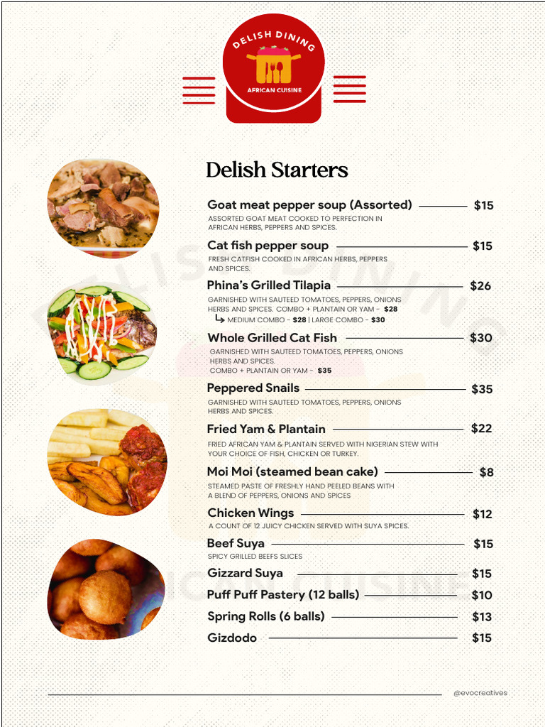 Updated Delish Menu | PDF | Asian Cuisine | African Cuisine