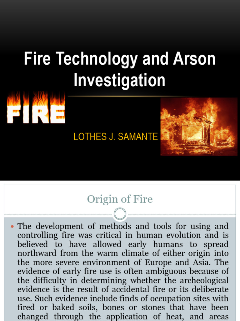 Notes On Fire Technology and Arson Investigation | PDF | Combustion | Fuels